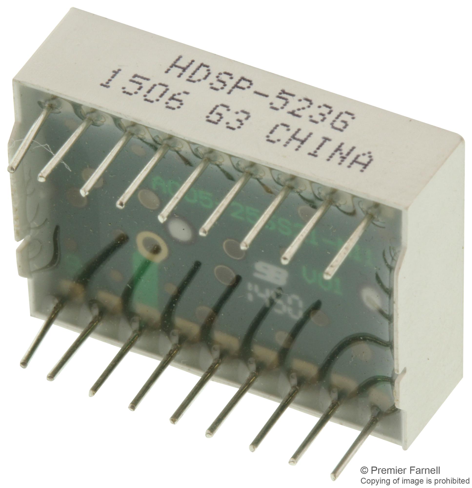 HDSP-523G - Broadcom - 7 Segment LED Display, Green, 10 mA