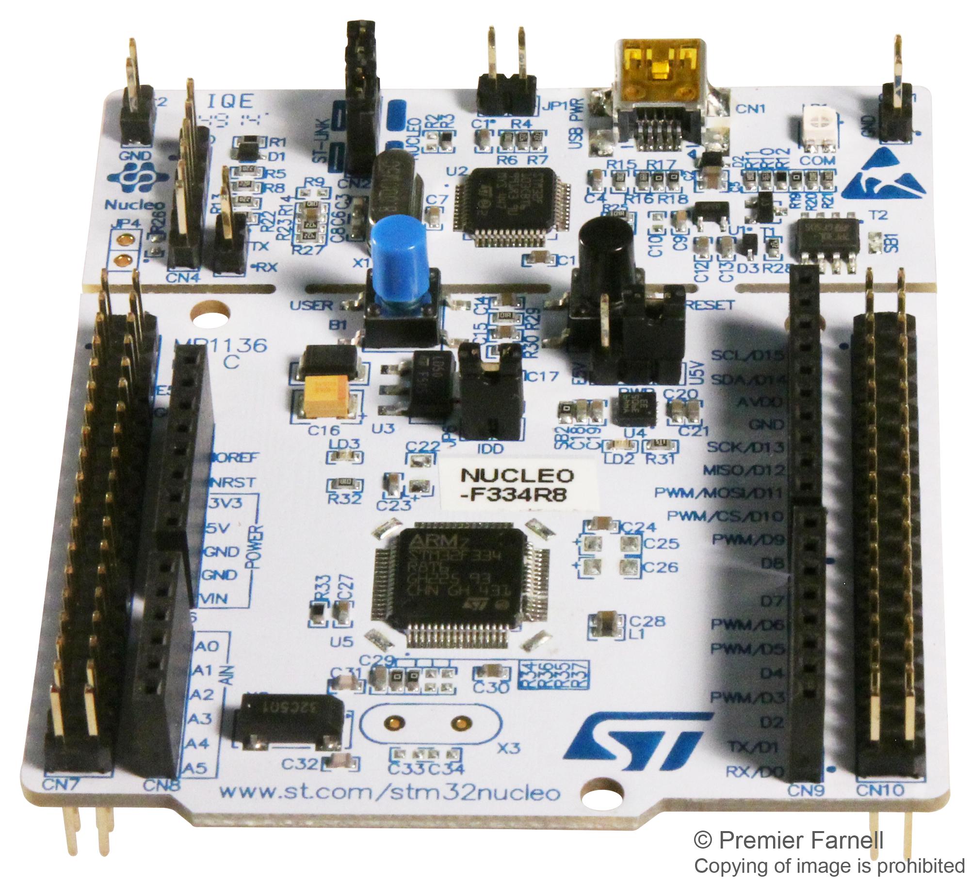 NUCLEO-F334R8 - Stmicroelectronics - Development Board, STM32F334R8 MCU, ST-LINK/V2-1 Debugger ...