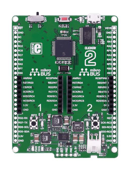 MIKROE-2584 - Mikroelektronika - Development Board, PIC18FK MCU, 2 x MikroBUS Sockets for Click ...