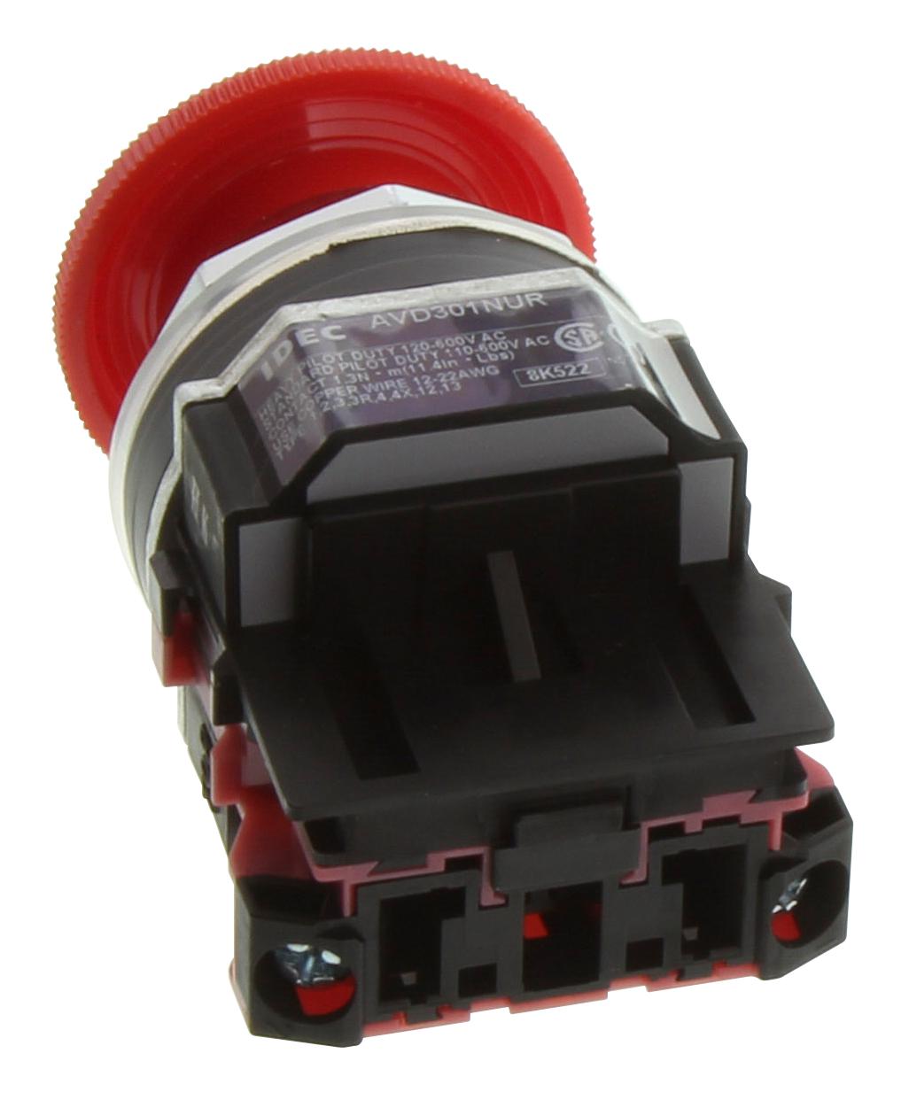 AVD301NUR - Idec - E-STOP PB SW, SPST-NC, 10A