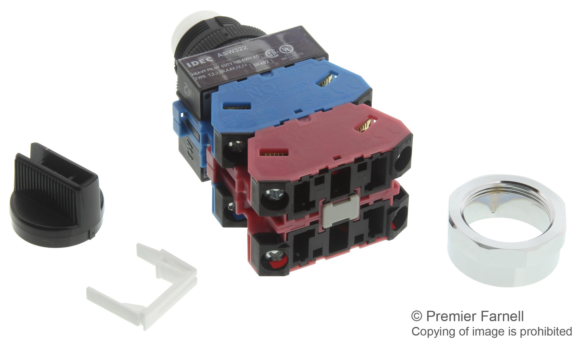 ASW322 - Idec - SWITCH, SELECTOR, DPDT-2NO/2NC 10A